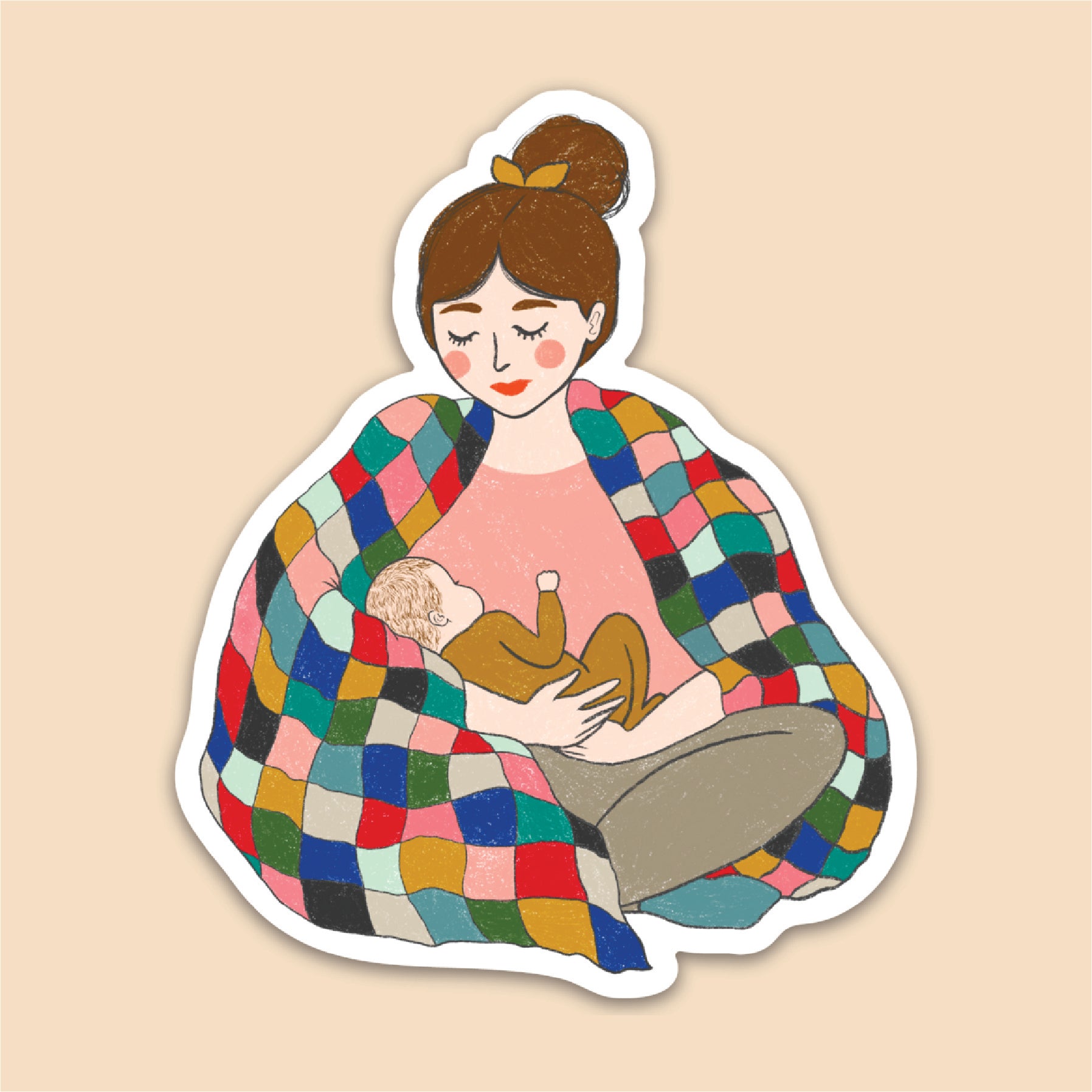 Patchwork Mother & Baby Vinyl Sticker by Coco West Illustration – Cut ...